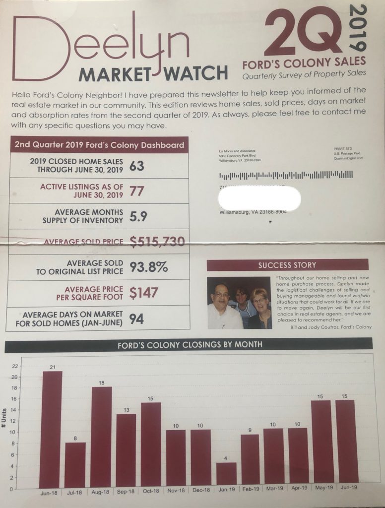 Second-Quarter 'Market Watch' update! • Deelyn's Ford's Colony Homes